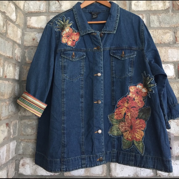 Multiples | Jackets & Coats | Nwt Multiple Appliquebeaded Denim Jacket ...